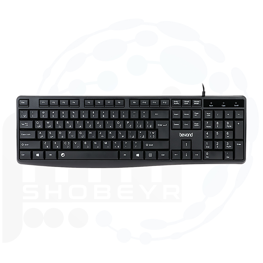 قیمت کیبورد باسیم بیاند مدل BK-3870 با حروف فارسی | شبیر استور